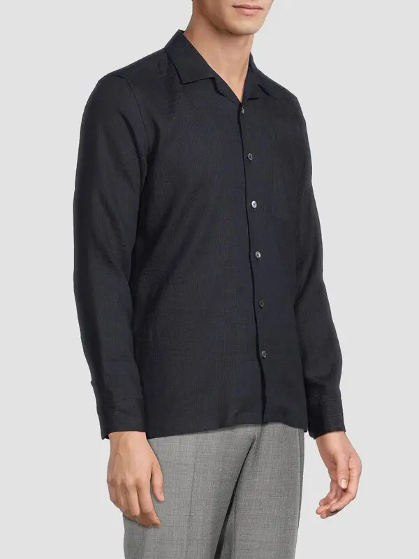 Canali Linen Seersucker Button-front Shirt