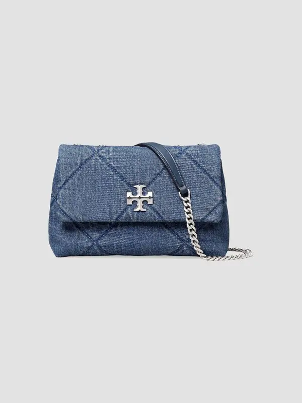 Tory Burch Kira Small Quilted Denim Shoulder Bag