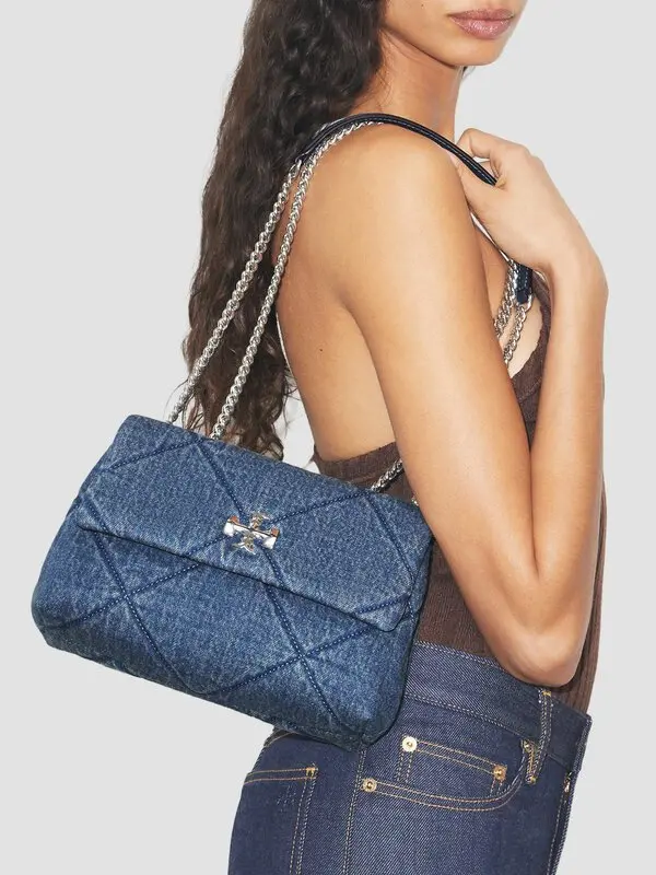 Tory Burch Kira Small Quilted Denim Shoulder Bag