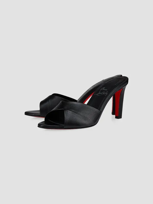 CHRISTIAN LOUBOUTIN Fanny Slide 85mm Leather Mules - Black