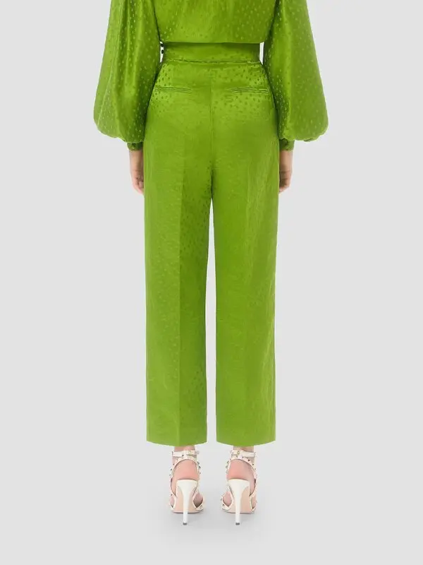 Valentino Garavani Jacquard Pants In Silk-linen
