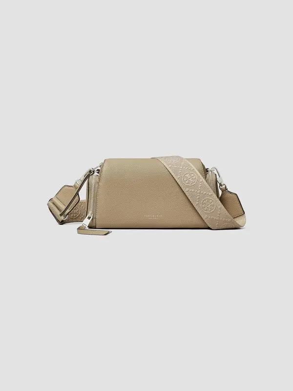 Tory Burch Perry Voyager Leather Crossbody Bag - Soft Cement