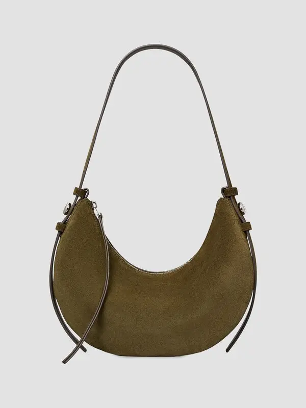 Tory Burch Romy Suede Half Moon Bag - Leccio