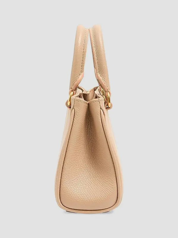 Valentino Garavani Mini Vlogo Signature Top Handle Bag In Grainy Calfskin - Beige