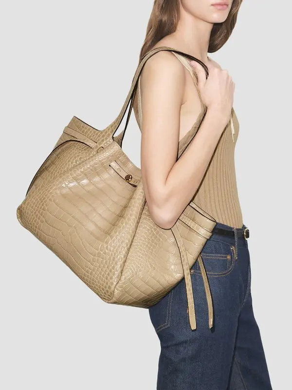 Tory Burch Romy Croc-embossed Leather Tote Bag