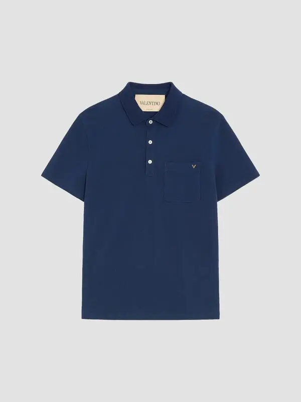 Valentino Garavani Cotton Piqué Polo Shirt With Vgold