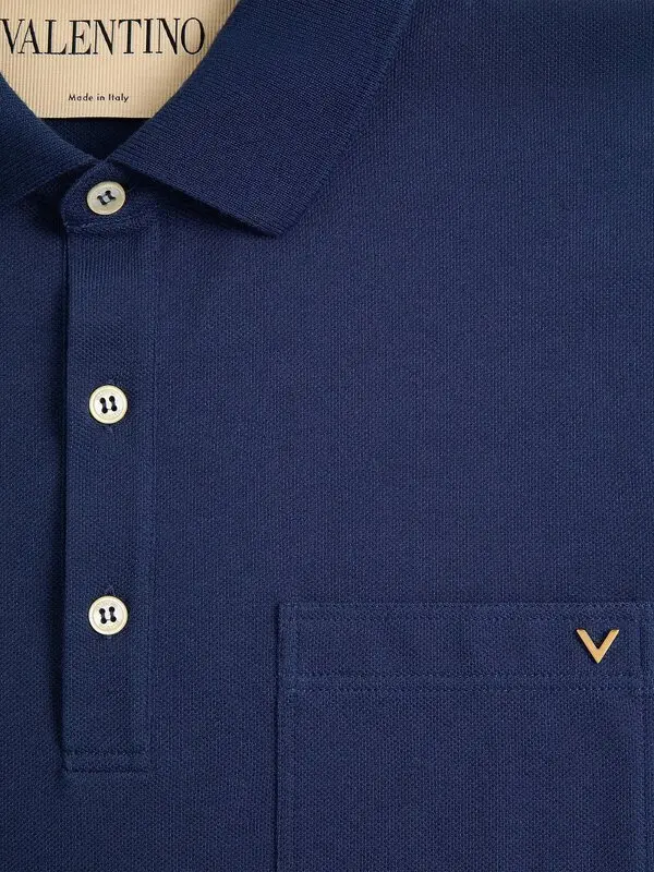 Valentino Garavani Cotton Piqué Polo Shirt With Vgold