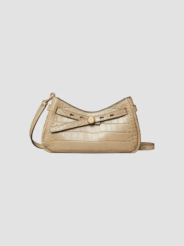 Tory Burch Romy Croc-embossed Leather Crossbody Bag - Ginger Leaf