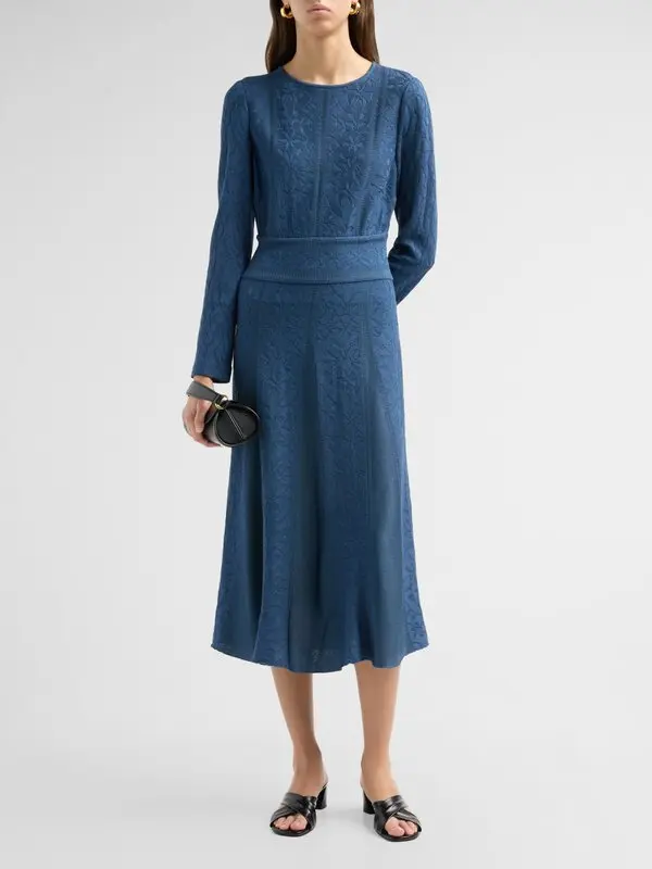 Misook Floral Pane Knit Maxi Dress
