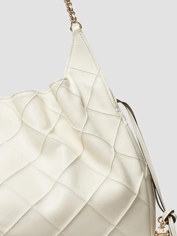 Tory Burch Fleming Large Quilted Leather Tote Bag - Light Cream