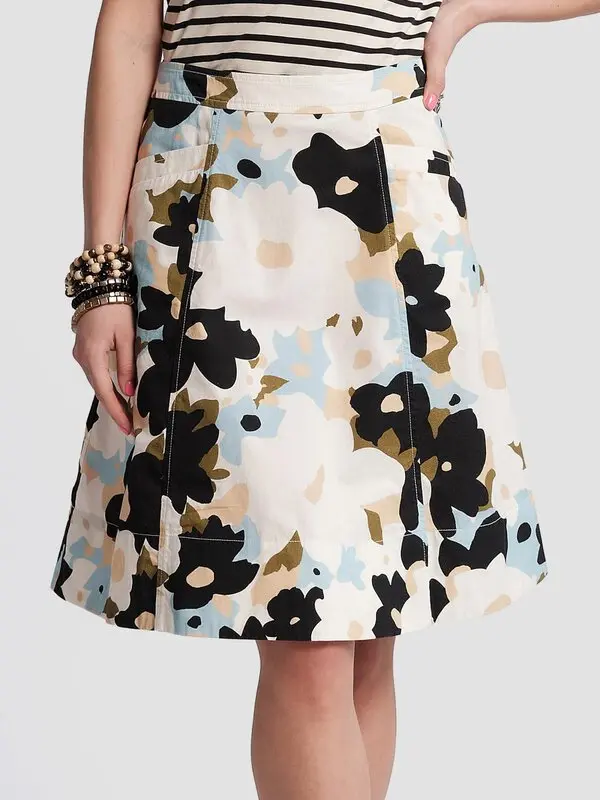 FRANCES VALENTINE Marta Floral-graphic Cotton Knee-length Skirt