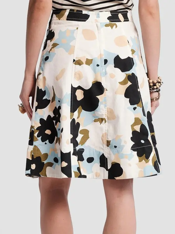 FRANCES VALENTINE Marta Floral-graphic Cotton Knee-length Skirt
