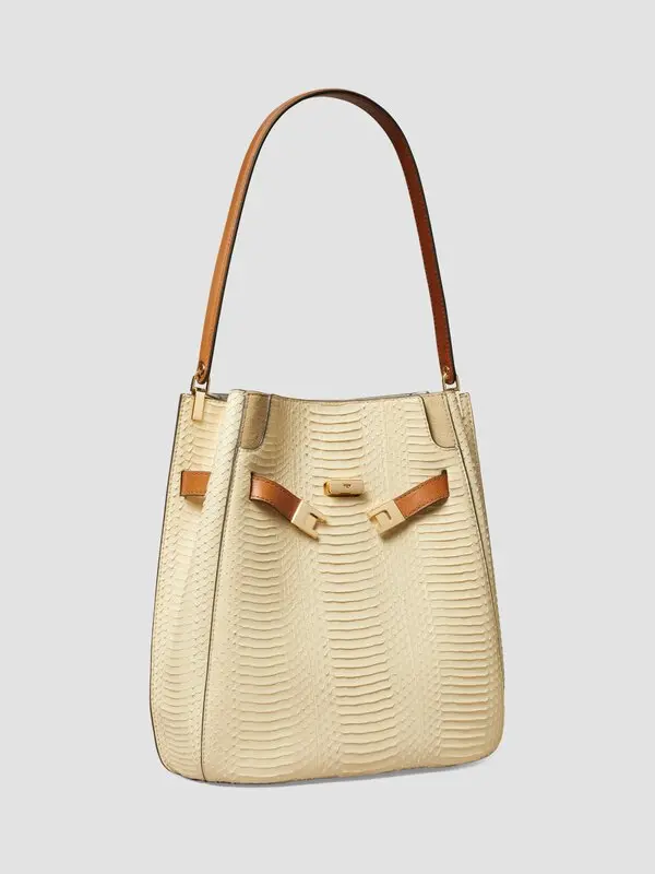 Tory Burch Lee Radziwill Snake-embossed Leather Bucket Bag