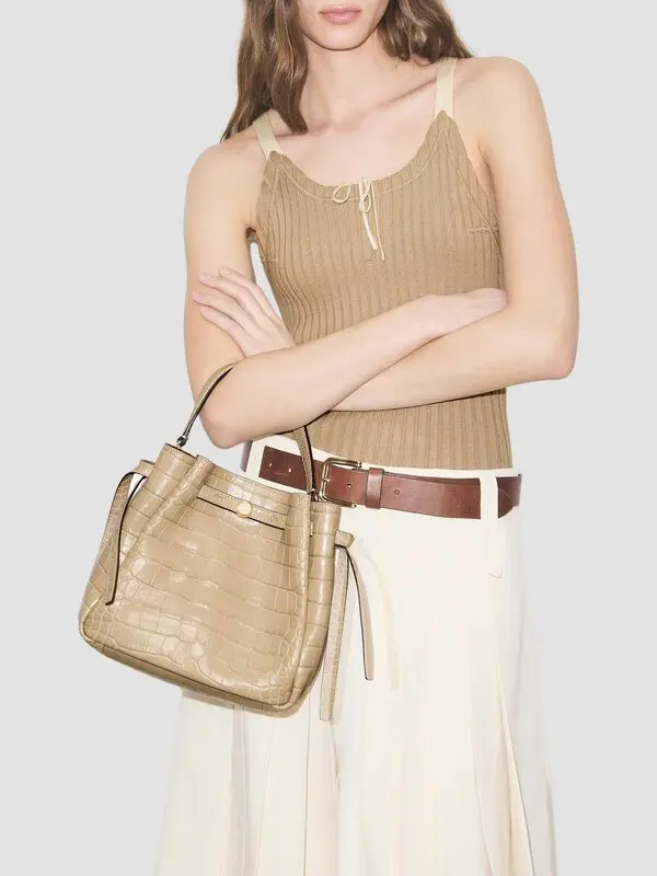 Tory Burch Romy Croc-embossed Leather Bucket Bag