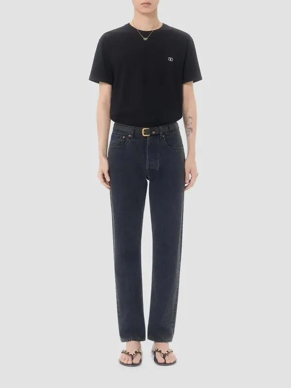 Valentino Garavani Cotton T-shirt With Vlogo Embroidery - Black