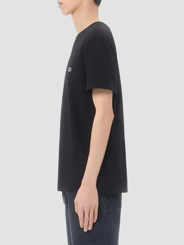 Valentino Garavani Cotton T-shirt With Vlogo Embroidery - Black