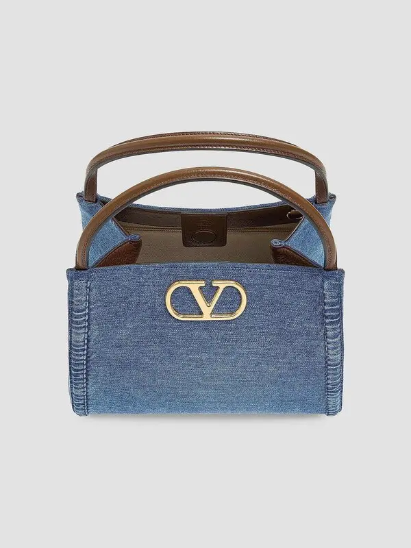 Valentino Garavani Alltime Medium Top Handle Bag In With Embroidered Strap