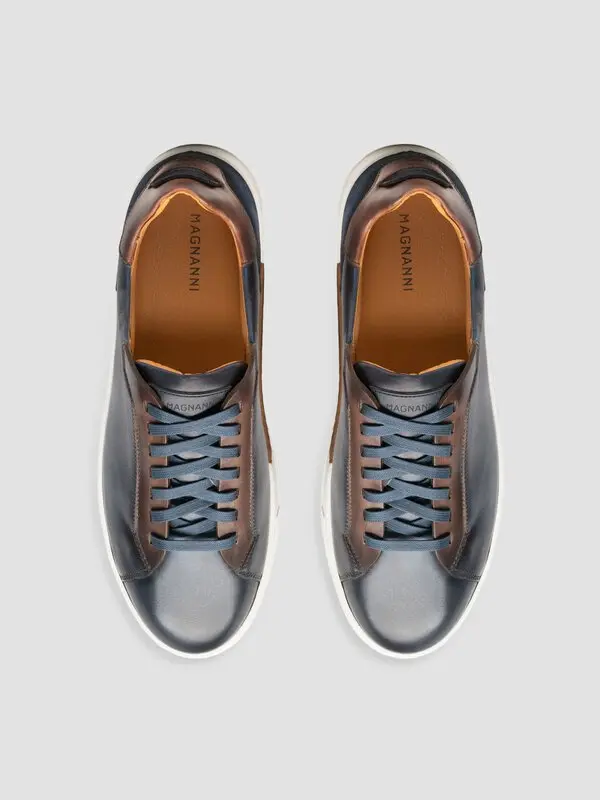 Magnanni Amadeo Leather Low-top Sneakers - Navy Brown