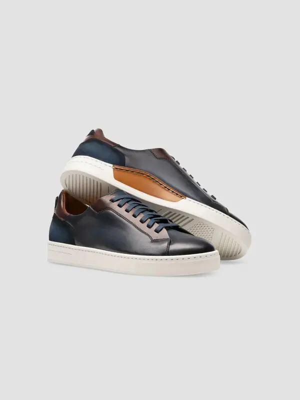 Magnanni Amadeo Leather Low-top Sneakers - Navy Brown