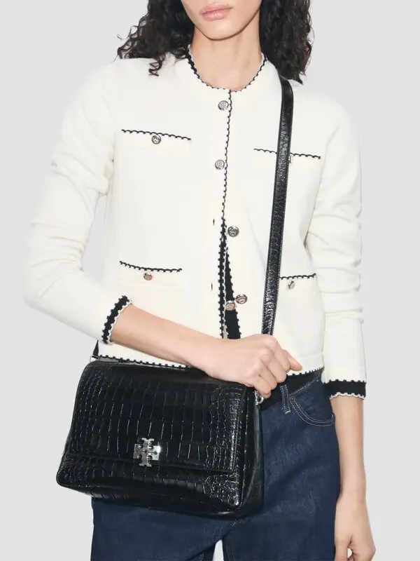 Tory Burch Charlie Croc-embossed Leather Shoulder Bag