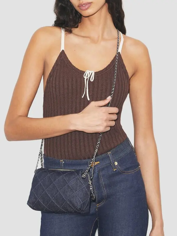 Tory Burch Fleming Diamond-quilted Denim Crossbody Bag