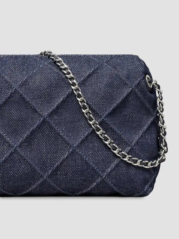 Tory Burch Fleming Diamond-quilted Denim Crossbody Bag