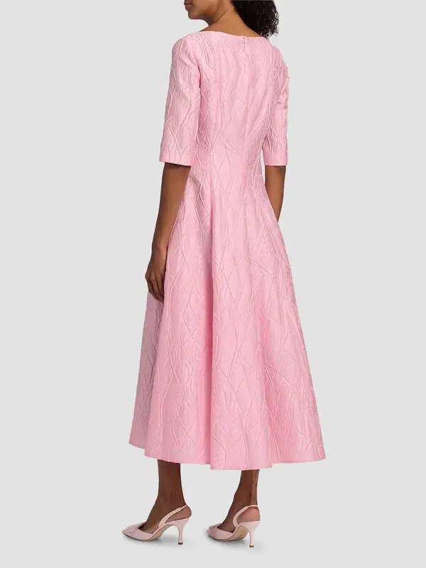 Talbot Runhof Textured Jacqaurd Tea-length Cocktail Dress