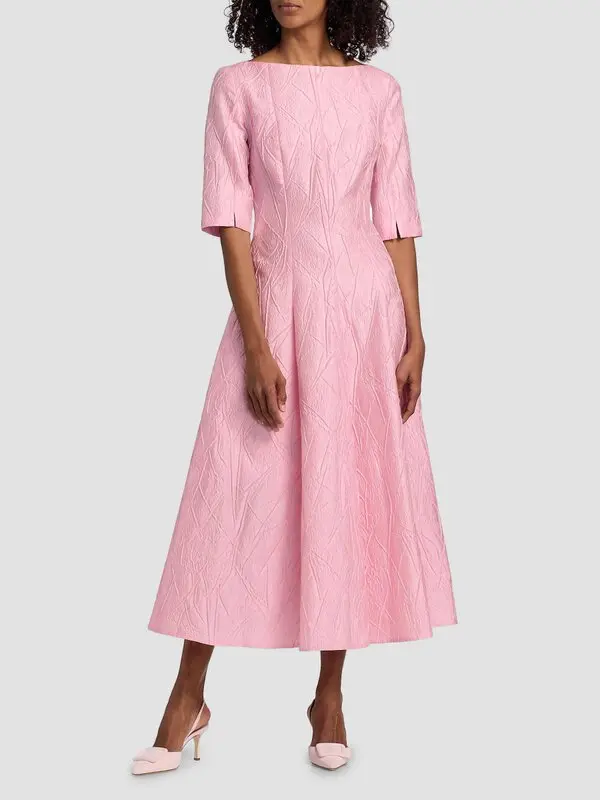 Talbot Runhof Textured Jacqaurd Tea-length Cocktail Dress