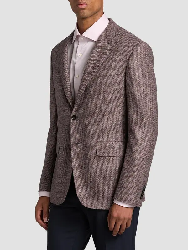 Canali Kei Trim-fit Stepweave Wool Sport Coat