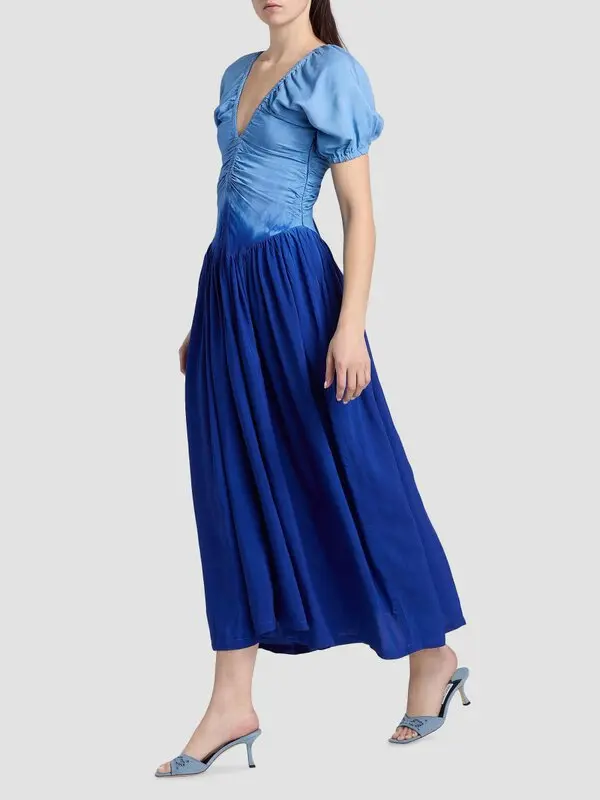 ELISAMAMA Bori Ruched Ombré Cotton Maxi Dress