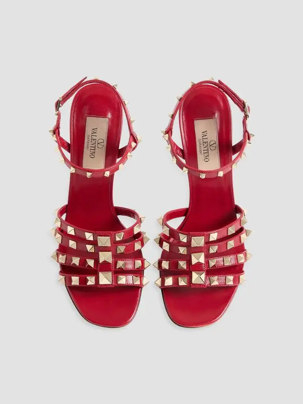 Valentino Garavani Rockstud 100mm Kidskin Sandals - Red