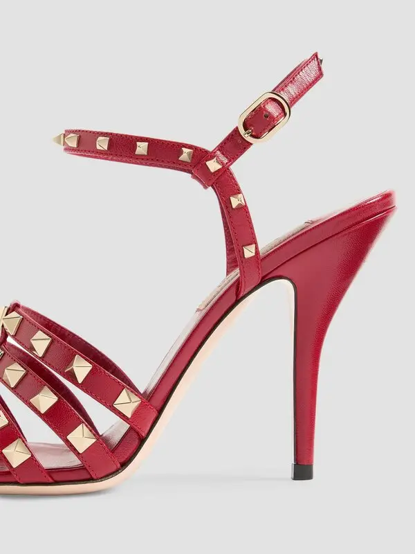 Valentino Garavani Rockstud 100mm Kidskin Sandals - Red