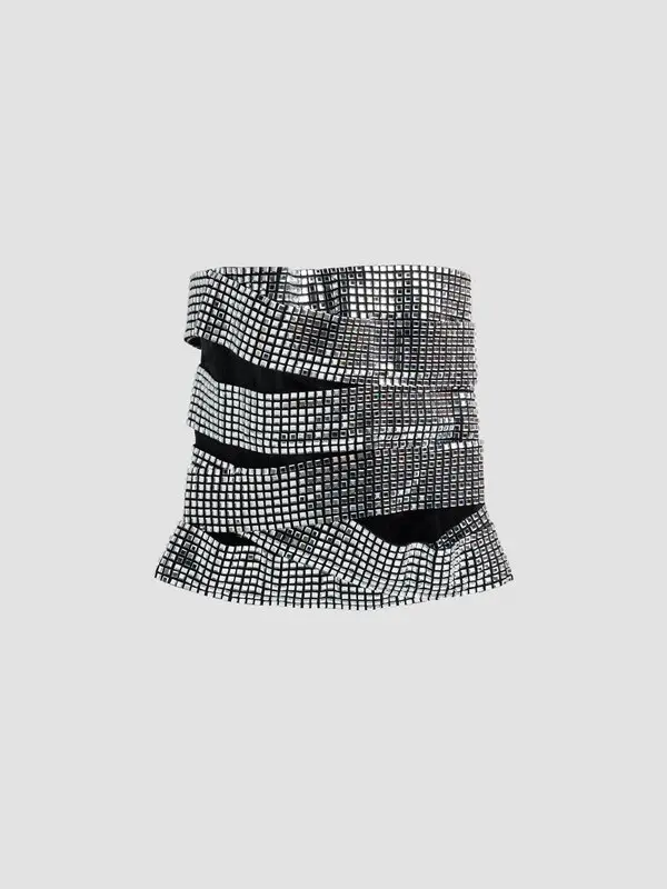 AREA Disco Ball Strapless Top - Black