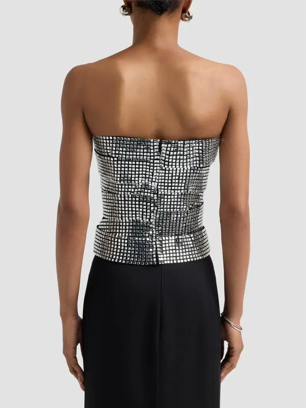 AREA Disco Ball Strapless Top - Black