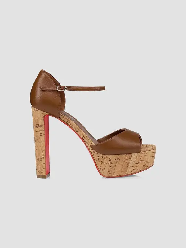 CHRISTIAN LOUBOUTIN Sandaloo 130mm Leather Heels - Cuoio
