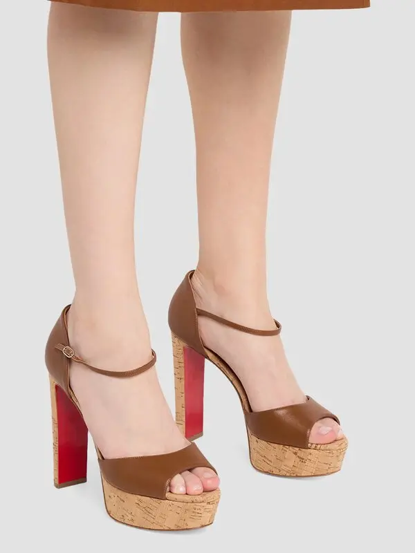 CHRISTIAN LOUBOUTIN Sandaloo 130mm Leather Heels - Cuoio