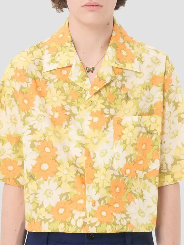 Valentino Garavani Cotton Bowling Shirt With Papier Floral Print - Multicolor