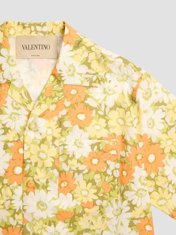 Valentino Garavani Cotton Bowling Shirt With Papier Floral Print - Multicolor