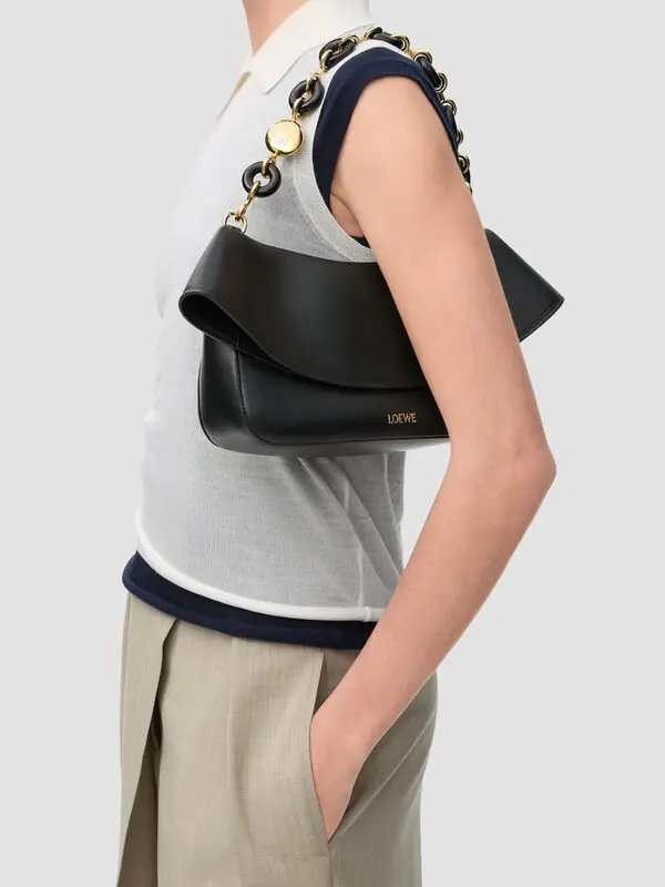 Loewe Ola Medium Leather Shoulder Bag - Black
