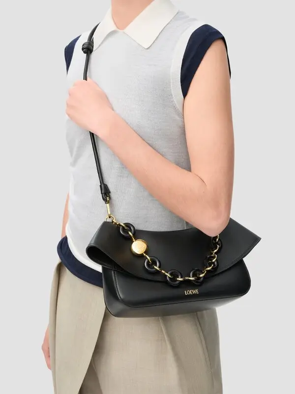 Loewe Ola Medium Leather Shoulder Bag - Black