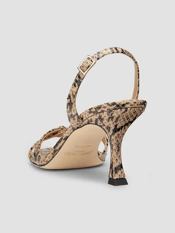 JIMMY CHOO Elsy 70mm Snake-printed Leather Sandals