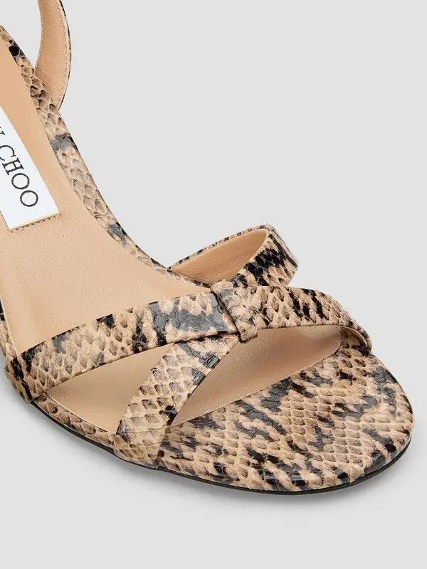 JIMMY CHOO Elsy 70mm Snake-printed Leather Sandals