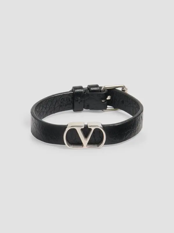 Valentino Garavani Vlogo Signature Grainy Calfskin Bracelet - Black