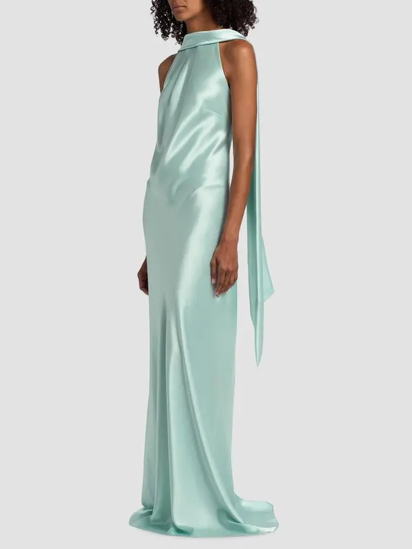 Talbot Runhof Satin Scarf Column Gown