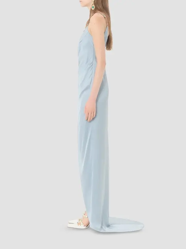 Valentino Garavani Long Dress In Embroidered Cady Satin