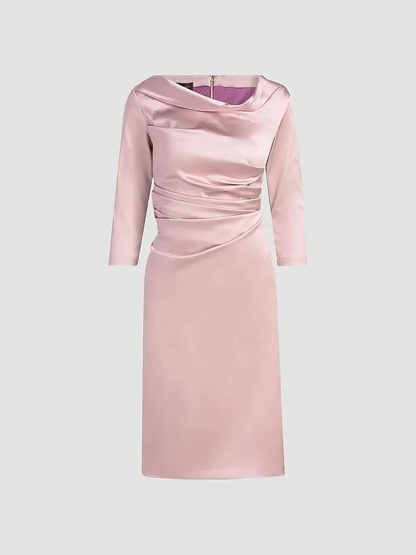 Talbot Runhof Satin Gathered Cocktail Dress