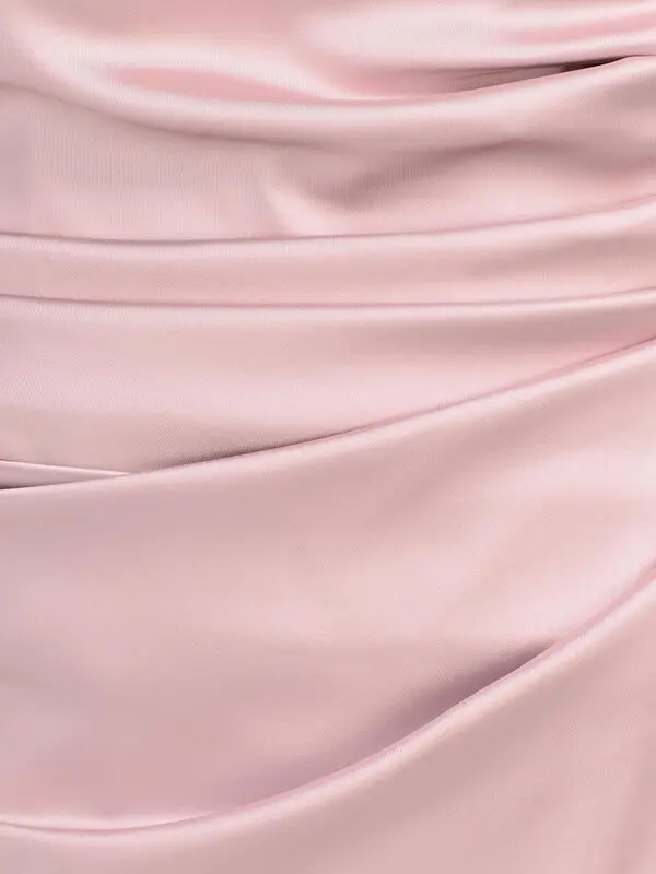 Talbot Runhof Satin Gathered Cocktail Dress
