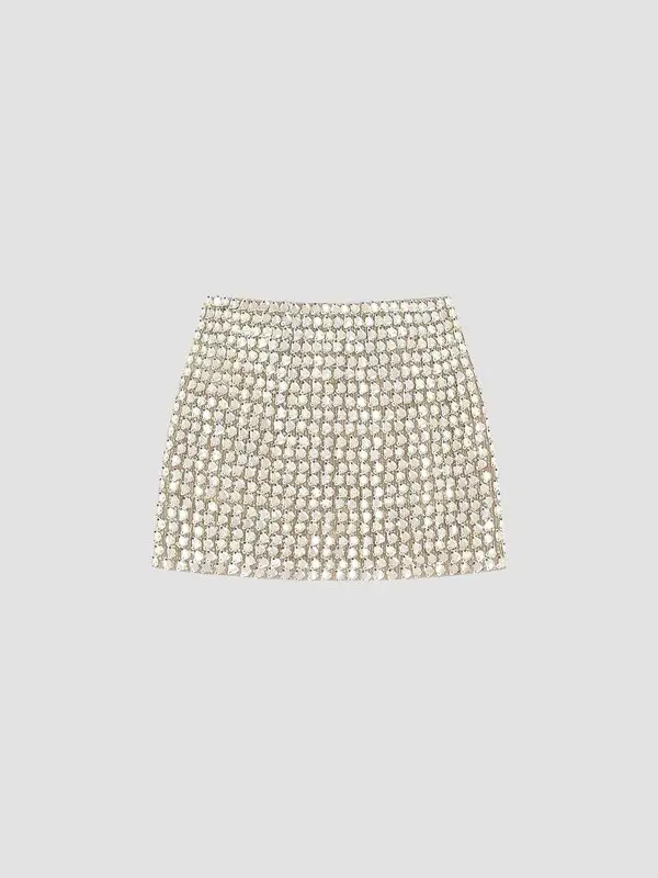 Valentino Garavani Mini Skirt In Embroidered Organza - Silver
