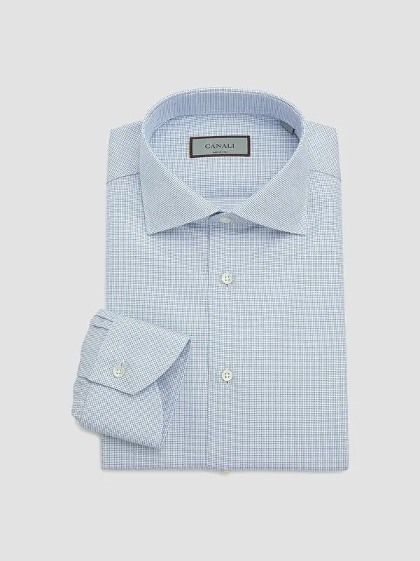 Canali Micro Check Dress Shirt
