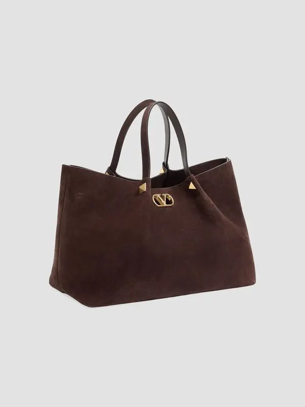 Valentino Garavani Large Shopping Bag In Soft Suede